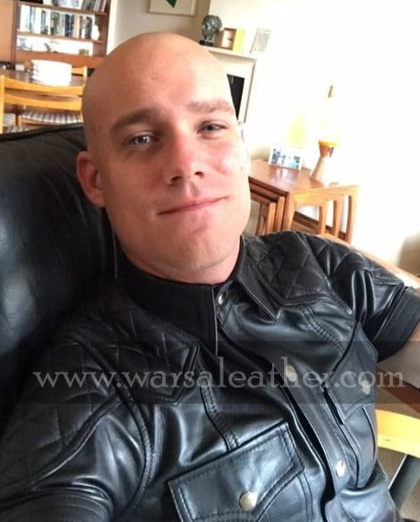 Quilted Black Leather Shirt – Warsa Leather